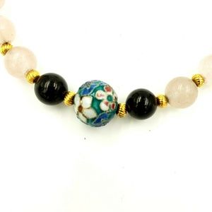 Hobe | Jewelry | Hob Necklace Blue Cloisonne Pink Quartz 28 | Poshmark